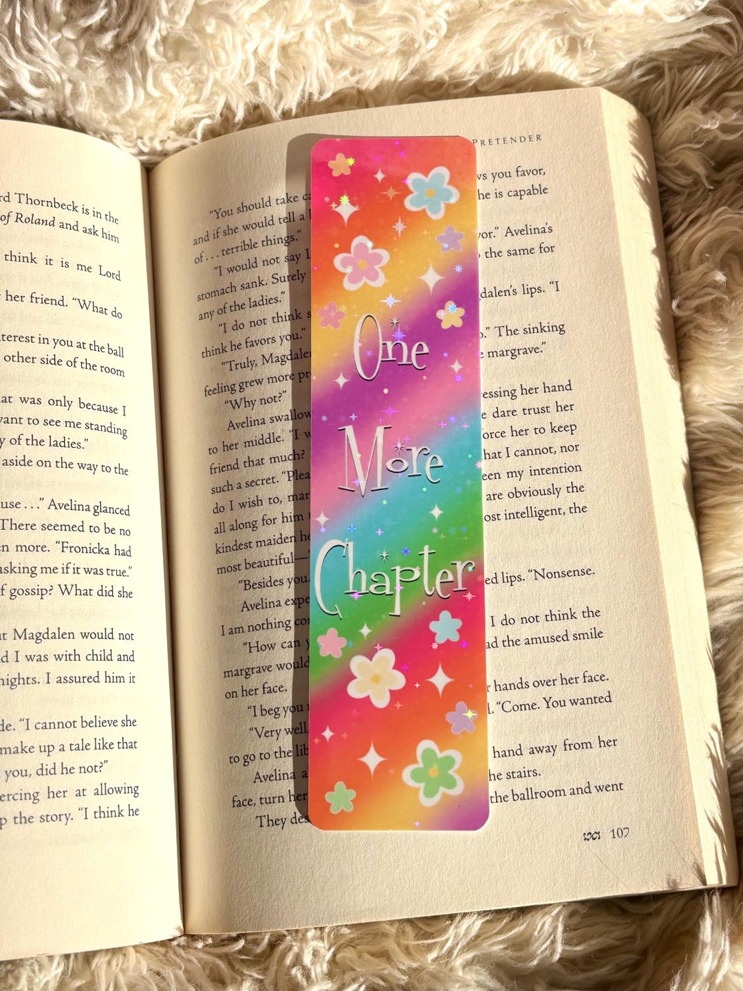 One More Chapter Bookmark: Rainbow Glitter Laminated Bookish Gift - Etsy