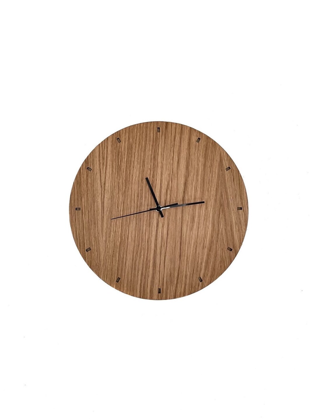 Wooden Wall Clock Oak Round - Wall Clock Made of Wood, Oak Wood ...