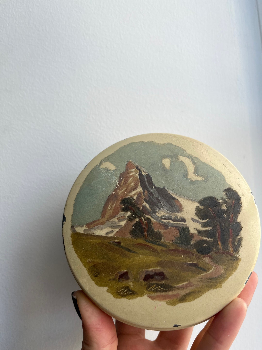Hand Painted Vintage Rouge Music Box /powder Box - Etsy