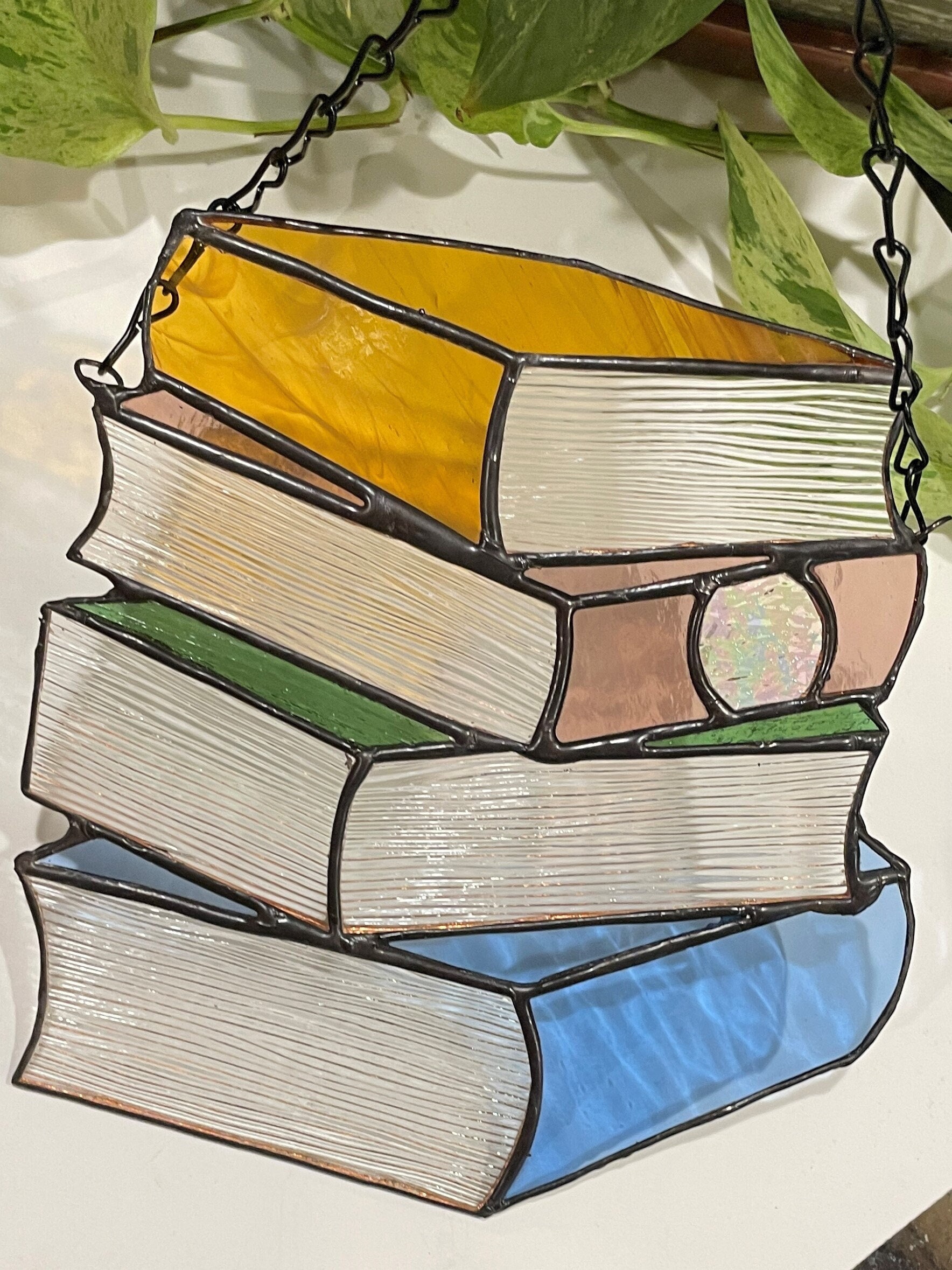 Custom Book Stack Stained Glass - Etsy