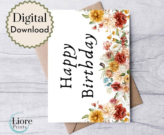 Happy Birthday Printable Card Instant Downloadable Card for - Etsy
