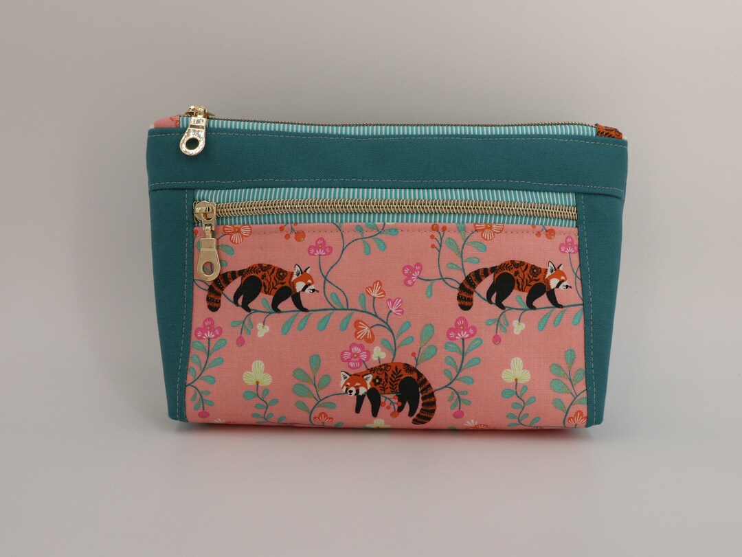 Devon Pouch With Red Pandas and Flowers Pattern - Etsy