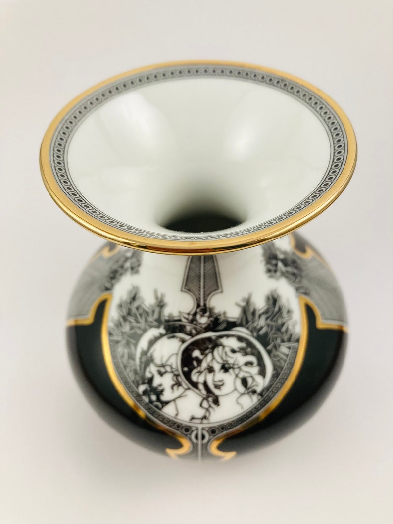 Rare Vintage Hollohaza Porcelain Vase Handmade With Gold Trims - Etsy