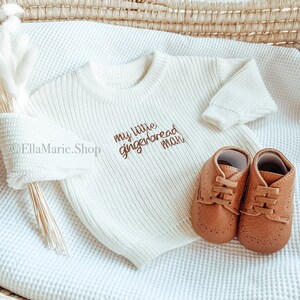 Christmas Outfit Baby Boy, Gingerbread Man, Knit Sweater Romper ...