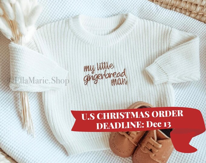 Christmas Outfit Baby Boy, Gingerbread Man, Knit Sweater Romper ...