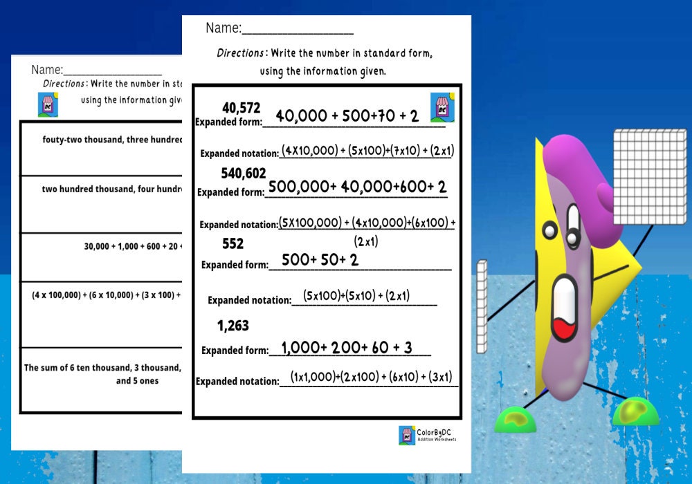 3rd Grade Math Worksheets| Place Value| Round Numbers| Math Sentences ...