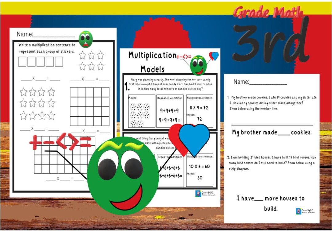 3rd Grade Math Worksheets| Solving Multiplication Models| Solving Math ...