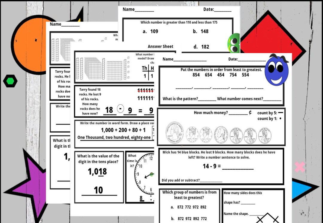 38 Pages| Part 3| 2nd Grade Math Worksheets| Addition & Subtraction ...