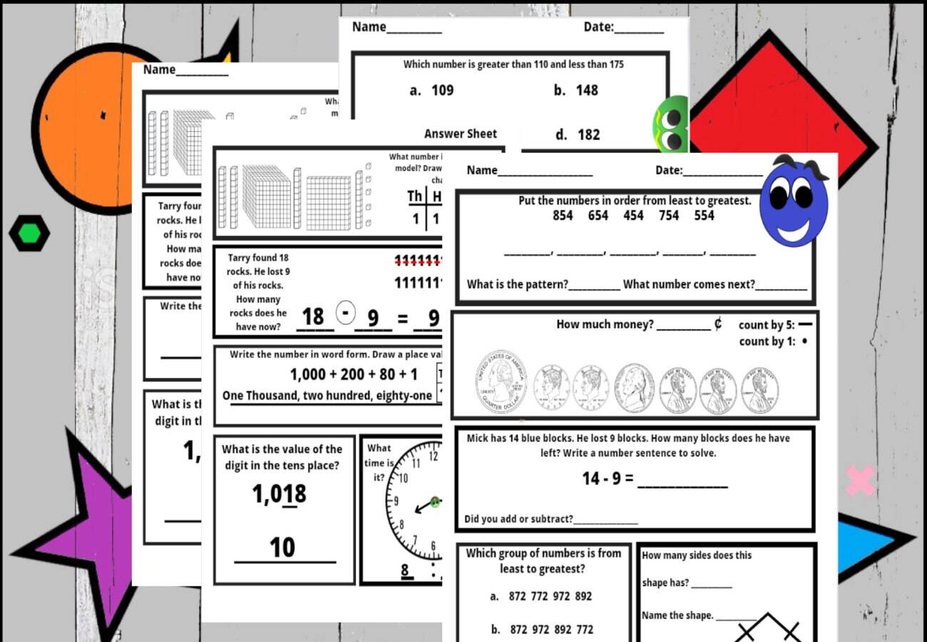 38 Pages| Part 3| 2nd Grade Math Worksheets| Addition & Subtraction ...