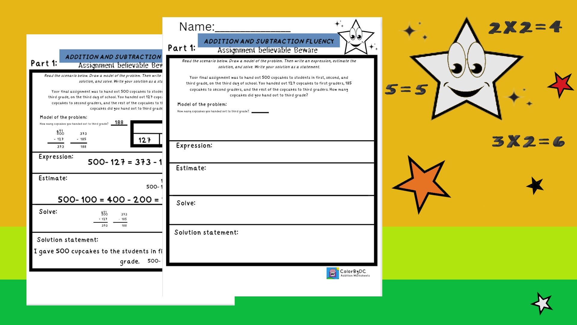 3rd Grade Math Worksheets Subtraction Solving Math Sentences ...