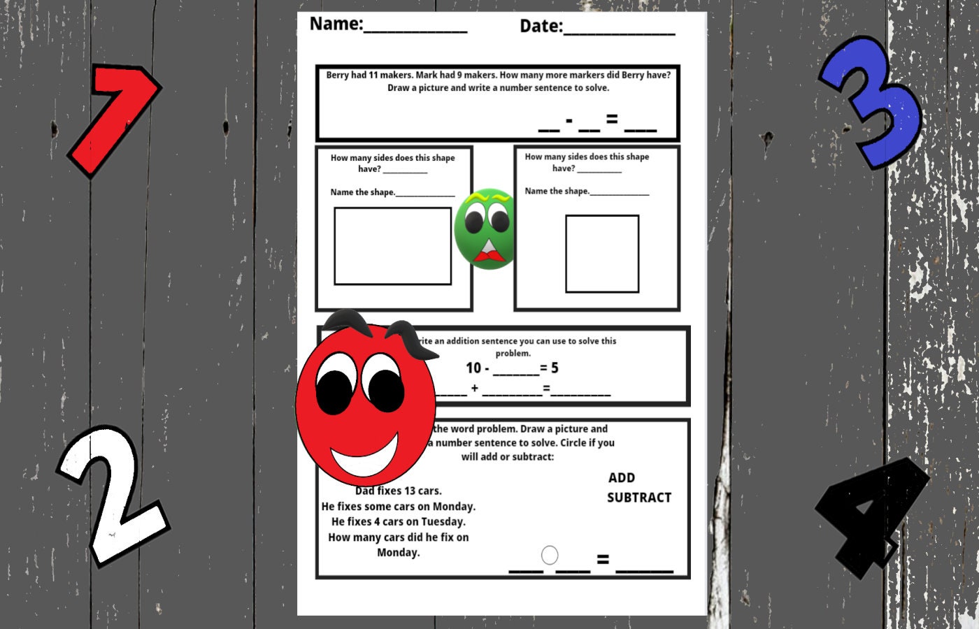 30 Pages| Part 1| 2nd Grade Math Worksheets| Addition & Subtraction ...