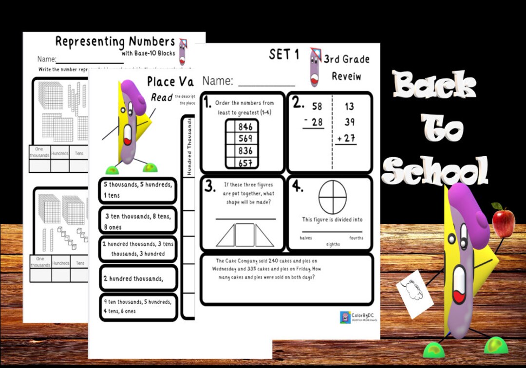 42 Pages| 3rd Grade Math| Addition & Subtraction Math| Place Values ...