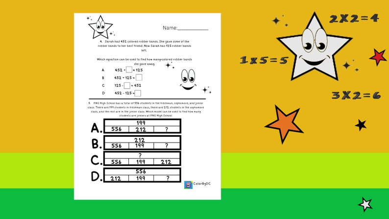 3rd Grade Math Worksheets| Subtraction| Solving Math Sentences ...
