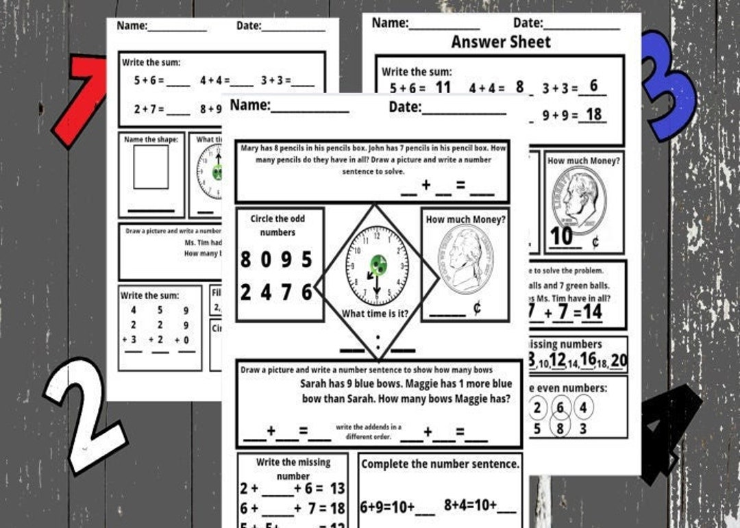 30 Pages| Part 1| 2nd Grade Math Worksheets| Addition & Subtraction ...