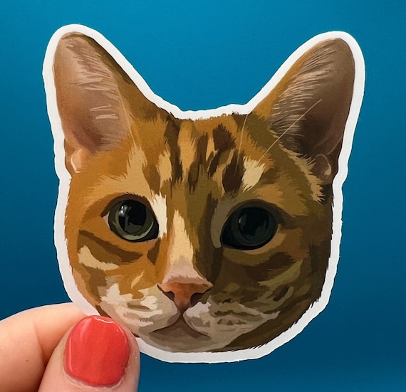 Orange Ginger Cat Face Vinyl Sticker - Etsy