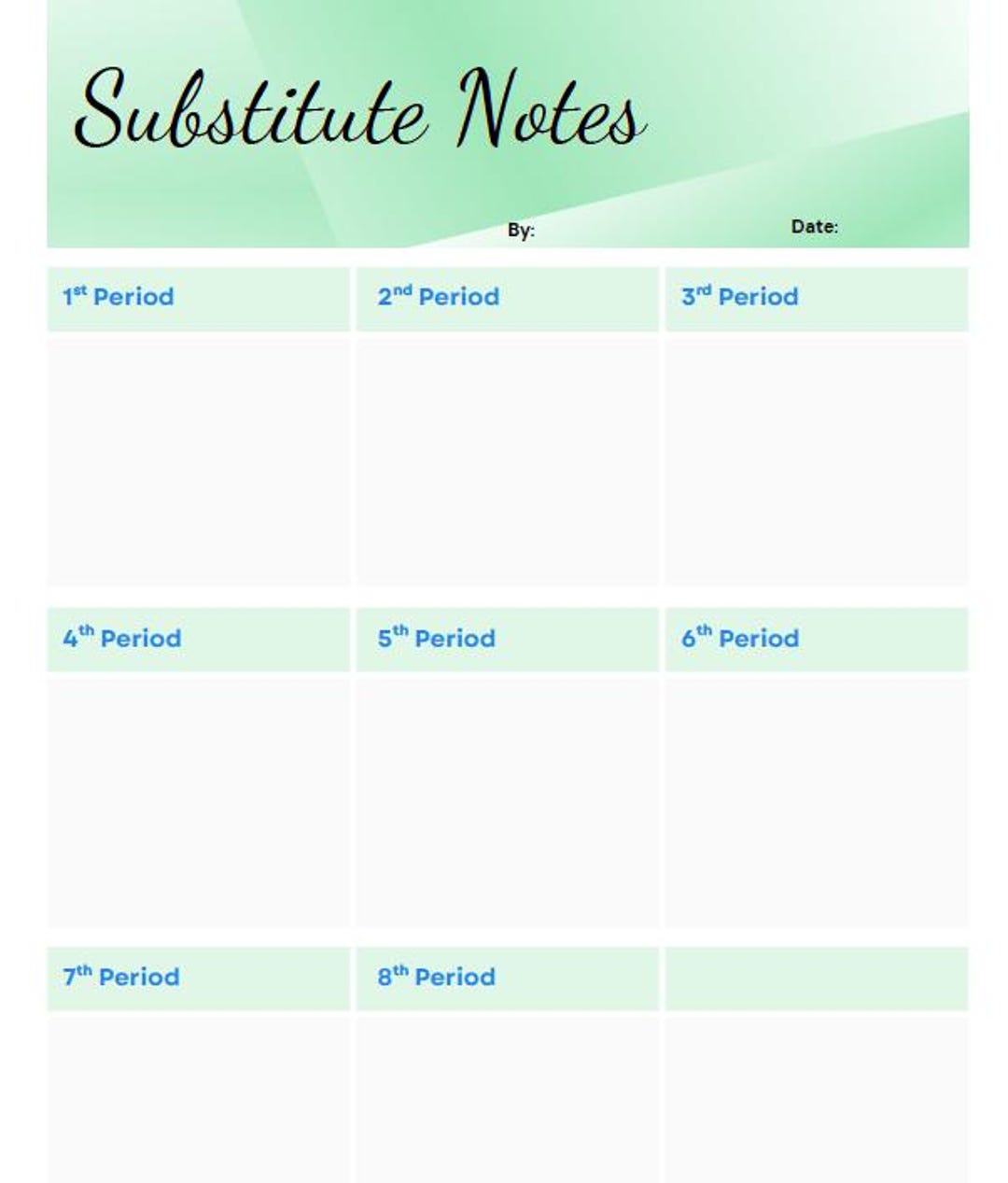 Printable Substitute Teacher Notes - Etsy