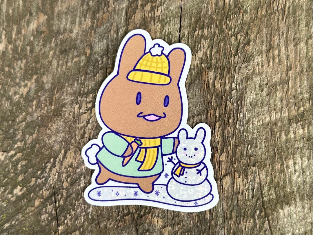 Snowbun Waterproof Glitter Sticker - Rabbit Babies Winter Day - Etsy