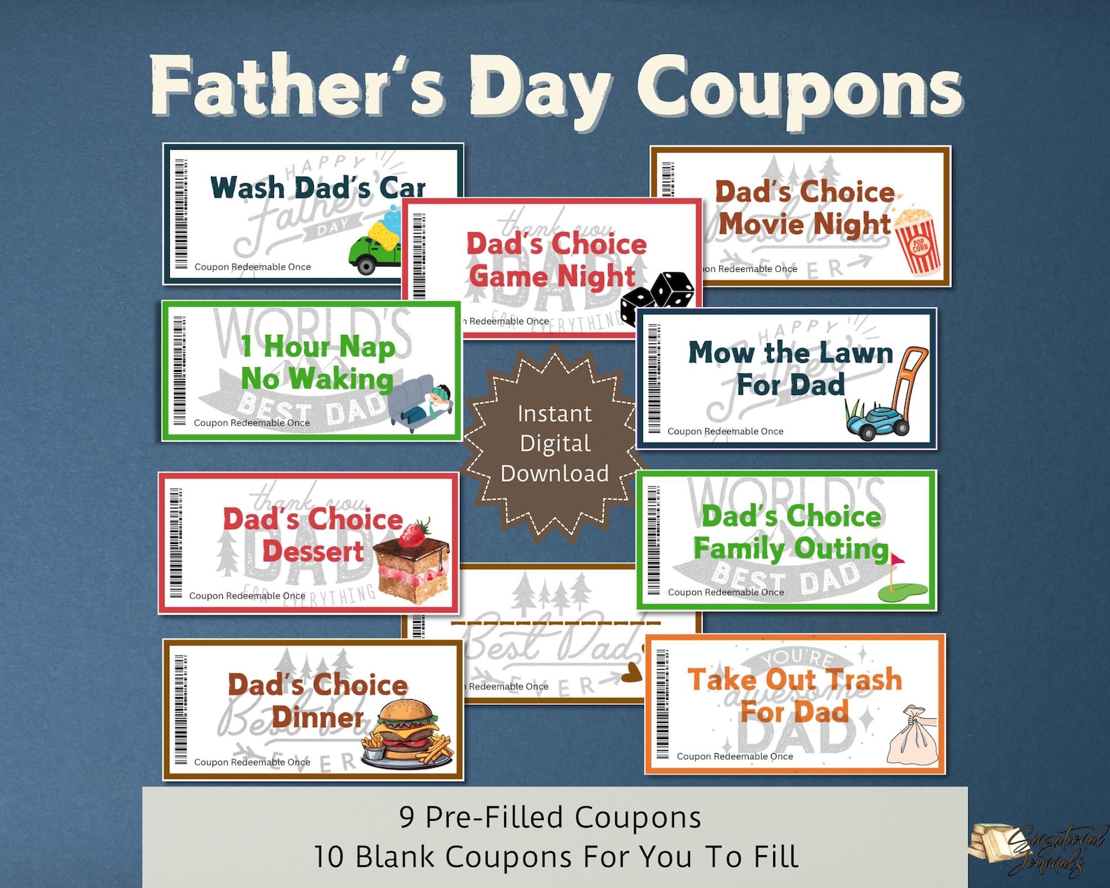 Father's Day Coupon Book Printable, Gift From Kids to Dad, Birthday ...