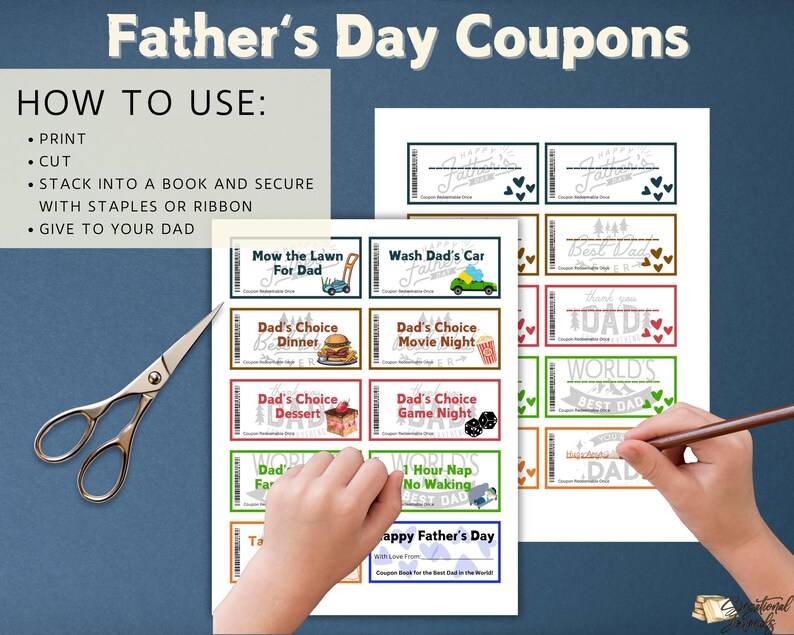 Father's Day Coupon Book Printable, Gift From Kids to Dad, Birthday ...
