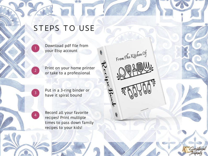 Blank Recipe Book Printable | Create Your Own Recipe Book | Kitchen ...