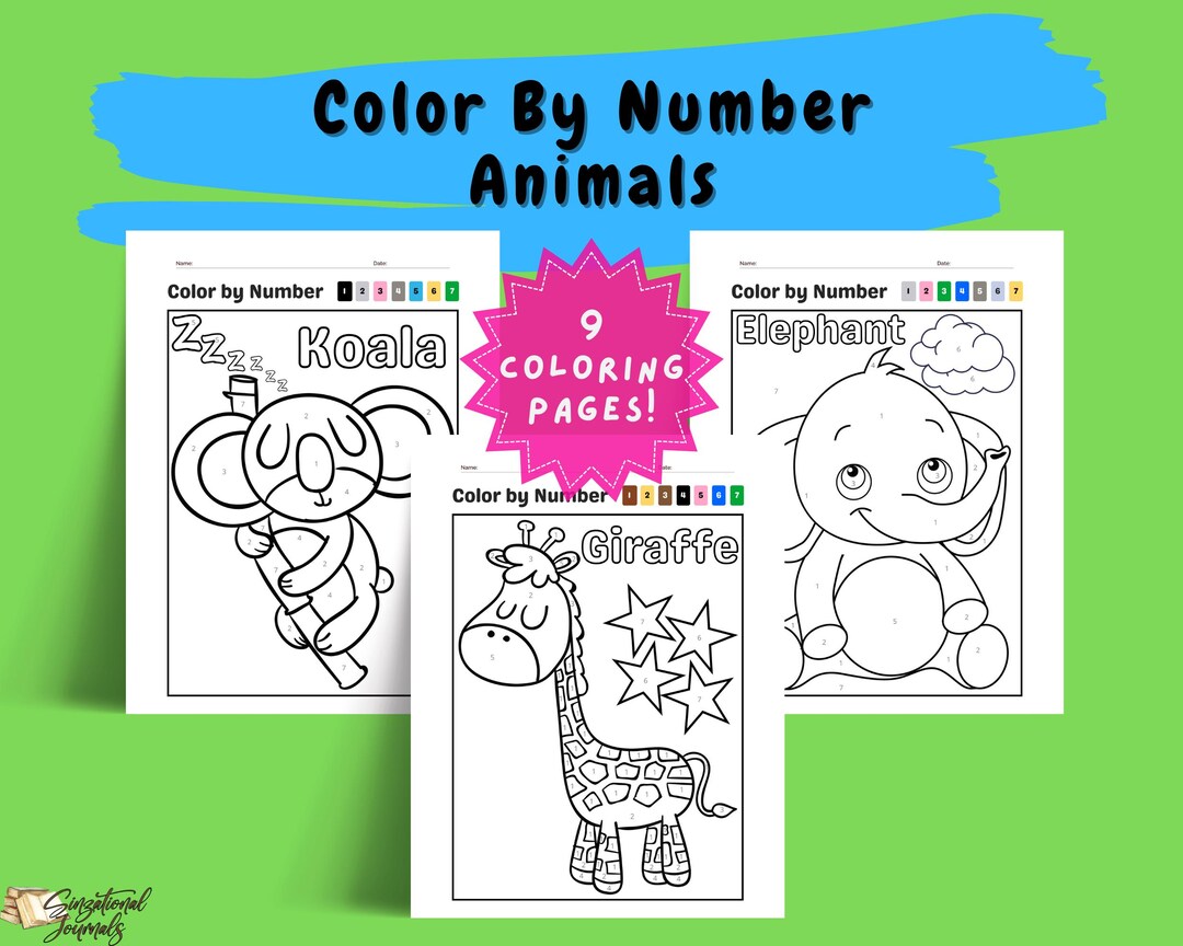 9 Cute Animal Color by Number Pages for Kids Color by Number Sheets for ...