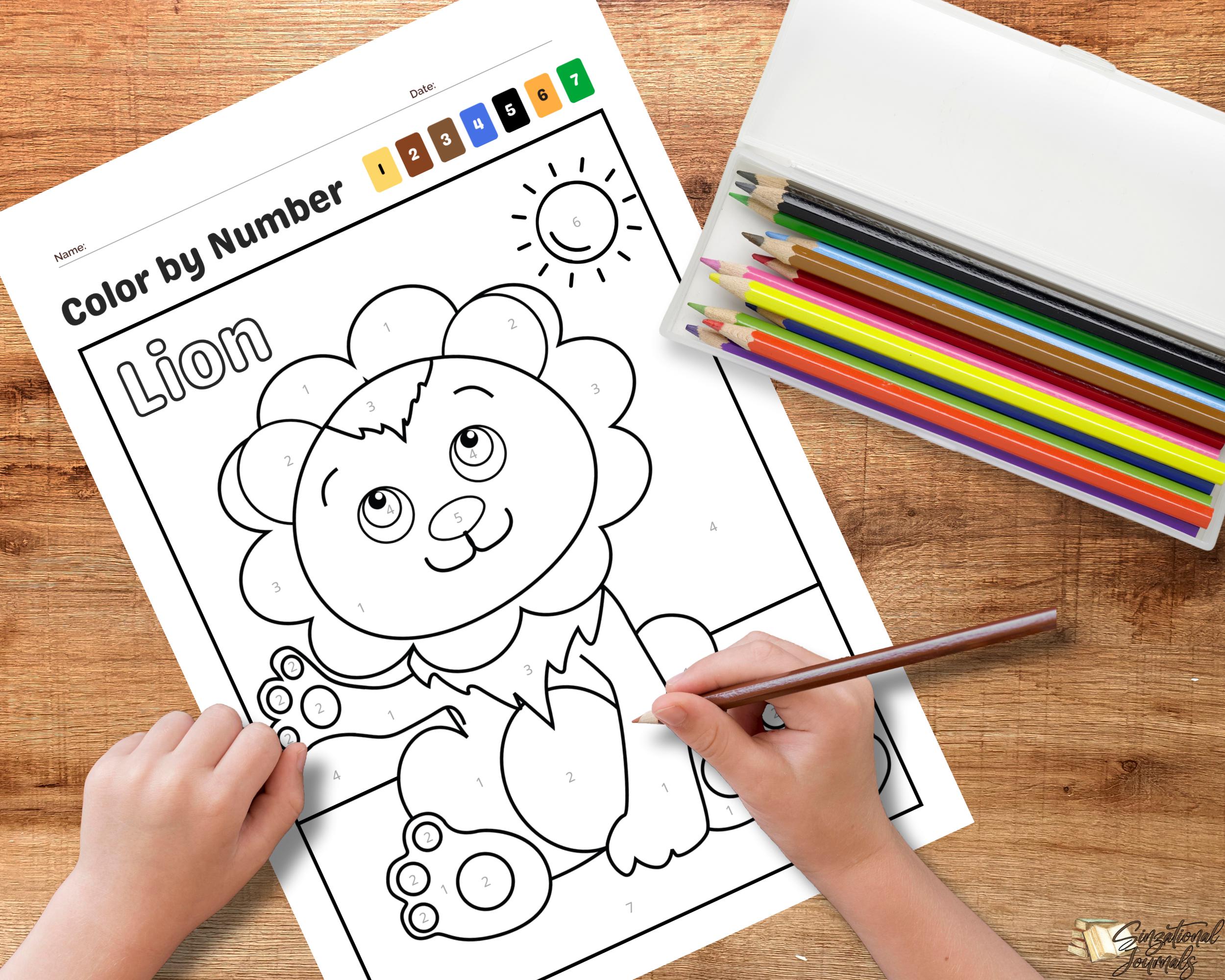 9 Cute Color by Number Pages for Kids, Animal Color by Number Sheets ...