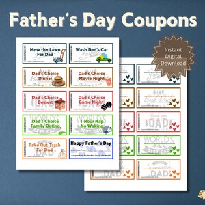 Printable Father's Day Coupon Book, Perfect Gift From Kids to Dads ...