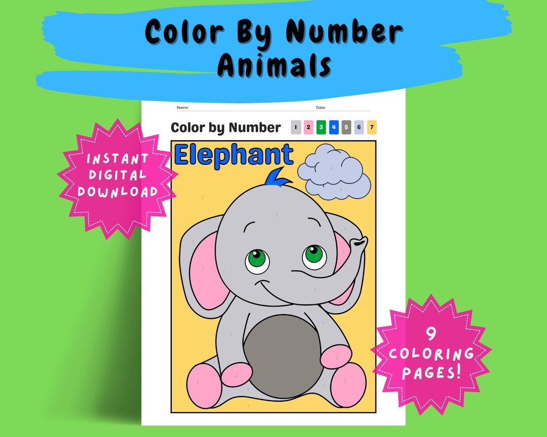 Animal Color by Number Pages Printable for Kids, Color by Number Sheets ...