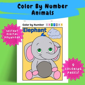 Color by Number Pages for Kids, Animal Color by Number Sheets for ...