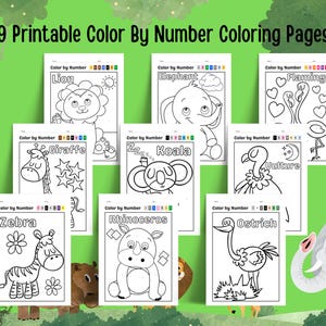 Animal Color by Number Pages Printable for Kids, Color by Number Sheets ...