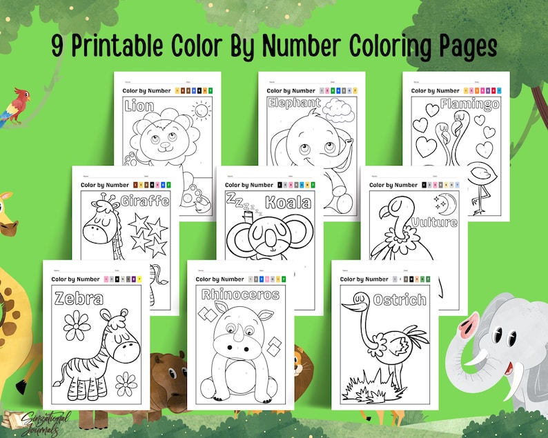 Animal Color by Number Pages Printable for Kids, Color by Number Sheets ...