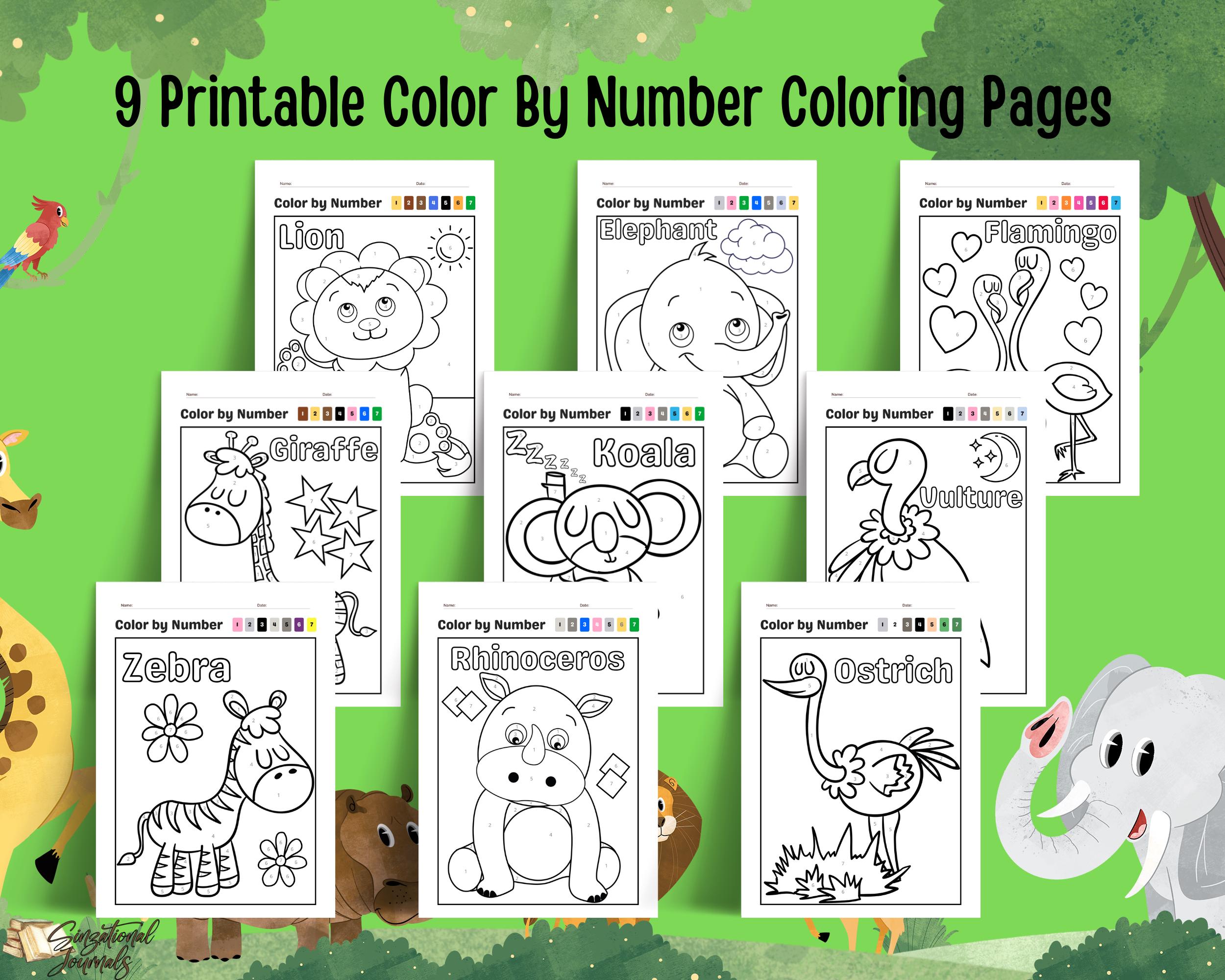 Animal Color by Number Pages Printable for Kids, Color by Number Sheets ...
