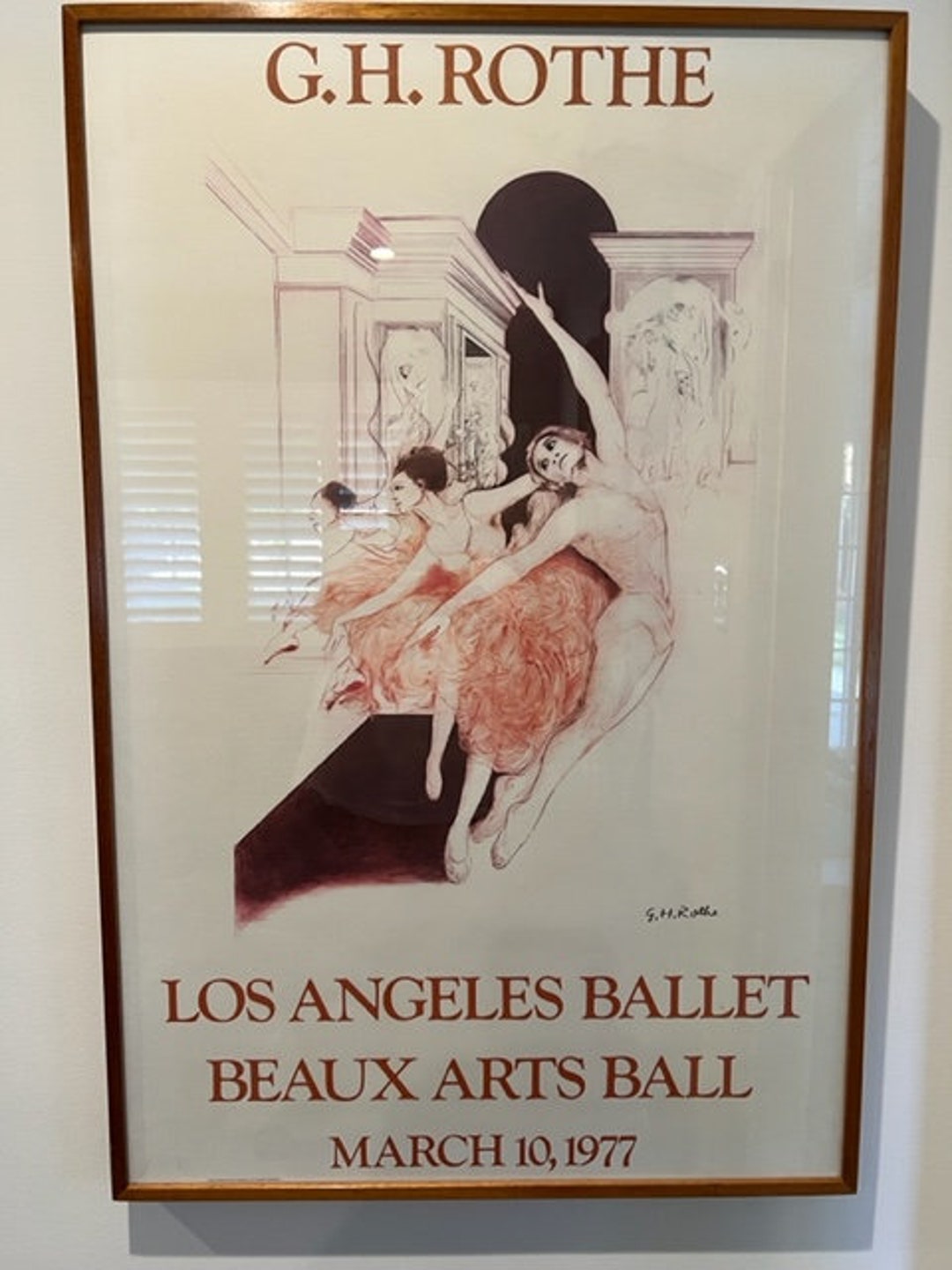 Stunning Large Vintage Rothe Ballet Poster From 1977 Framed and Behind ...