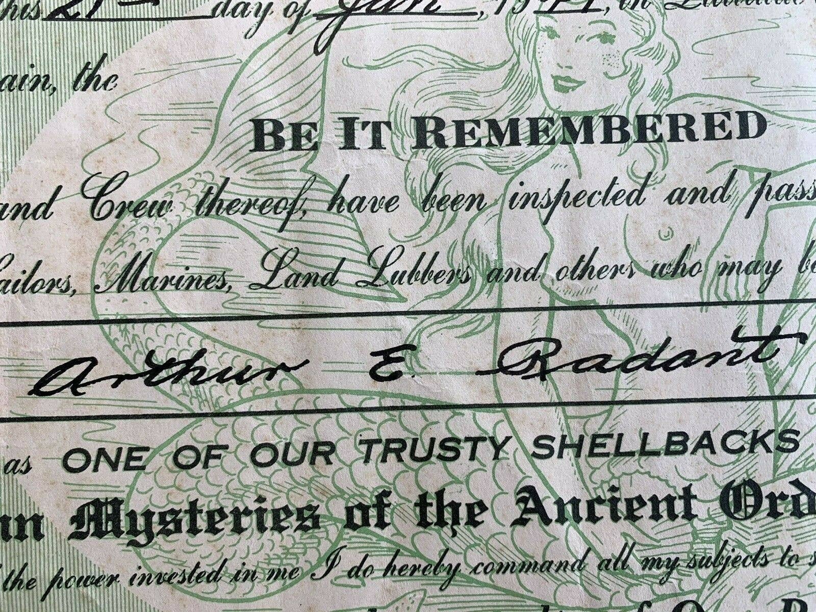 Vintage WWII 1944 USN Domain of Neptune Rex Certificate - Etsy