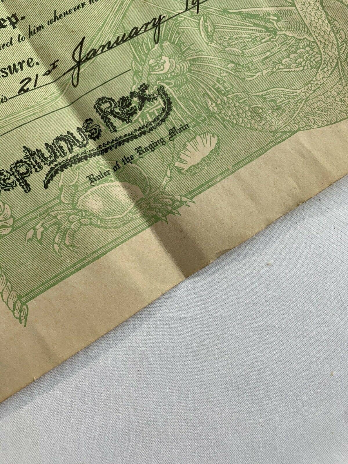 Vintage WWII 1944 USN Domain of Neptune Rex Certificate - Etsy