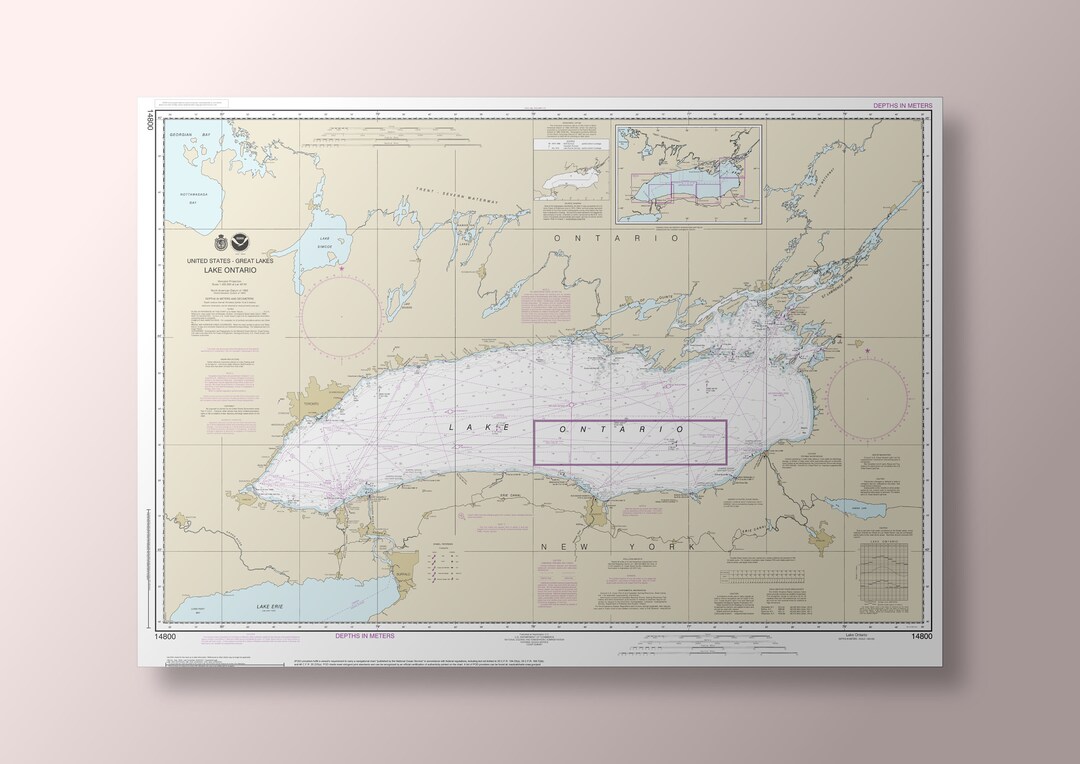 Lake Ontario - Nautical Chart - Etsy