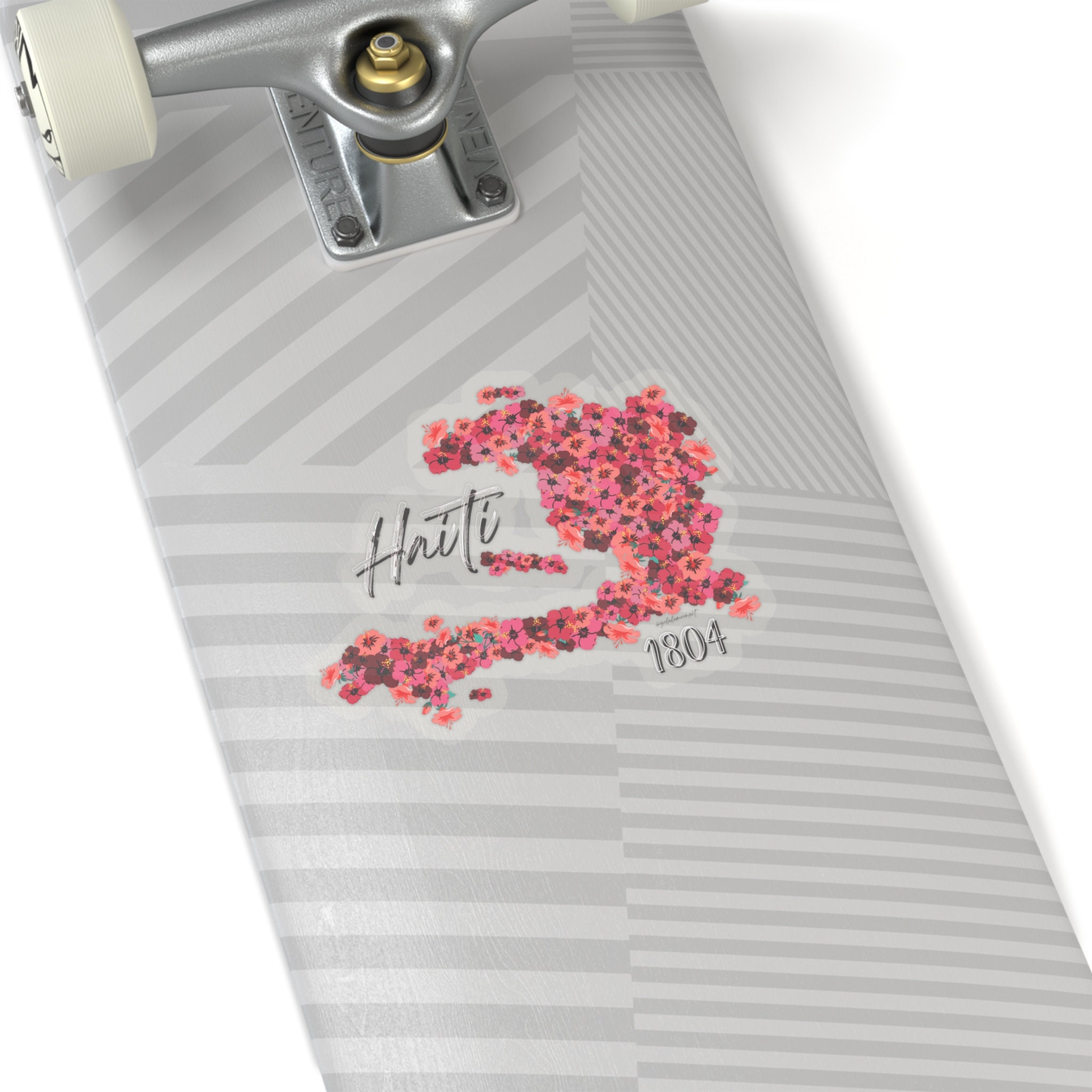 Haitian Pride Sticker With Hibiscus Flowers - Show Your Love for Haiti ...