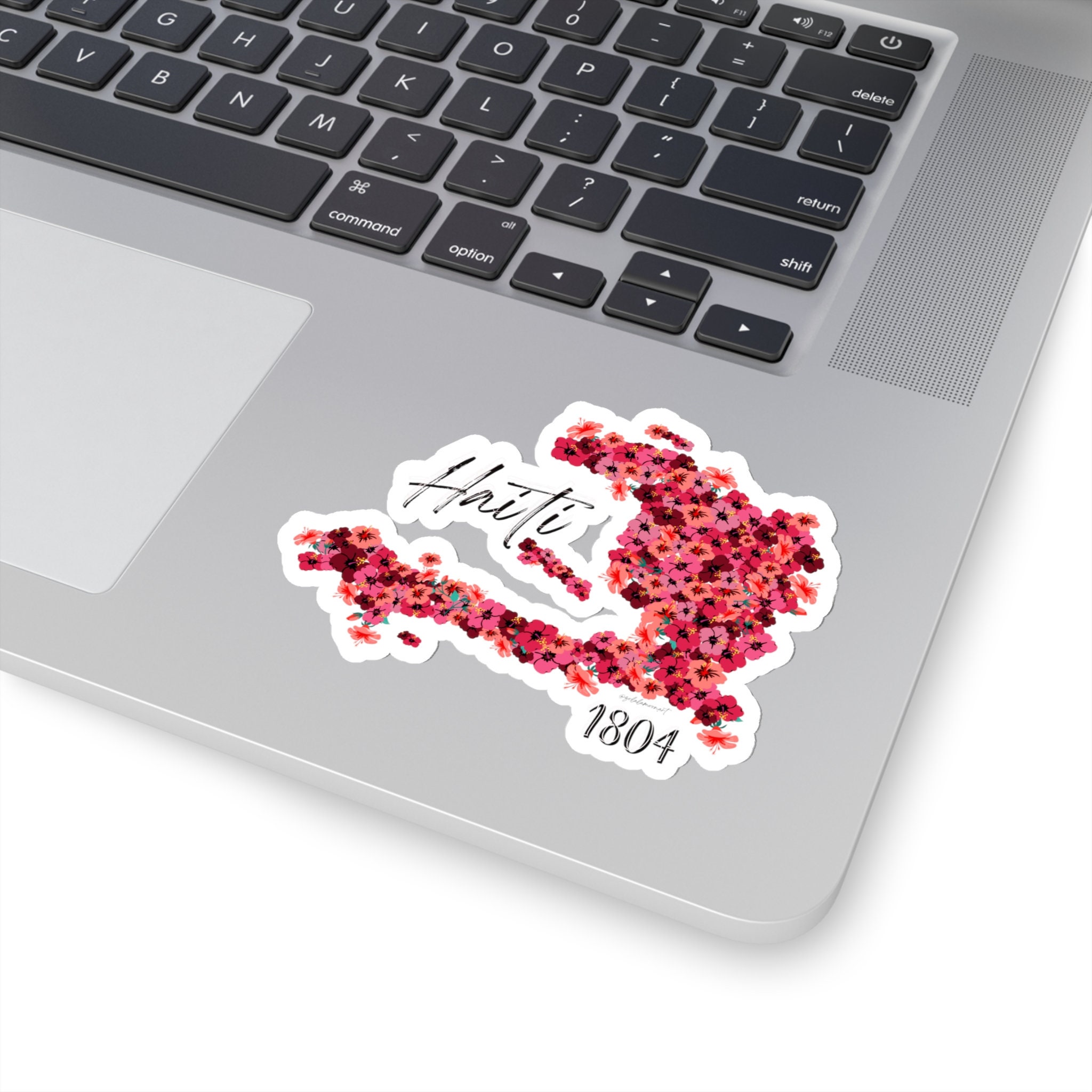 Haitian Pride Sticker With Hibiscus Flowers - Show Your Love for Haiti ...