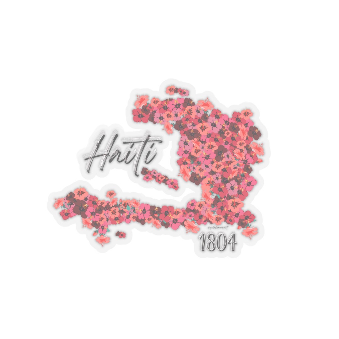 Haitian Pride Sticker With Hibiscus Flowers - Show Your Love for Haiti ...