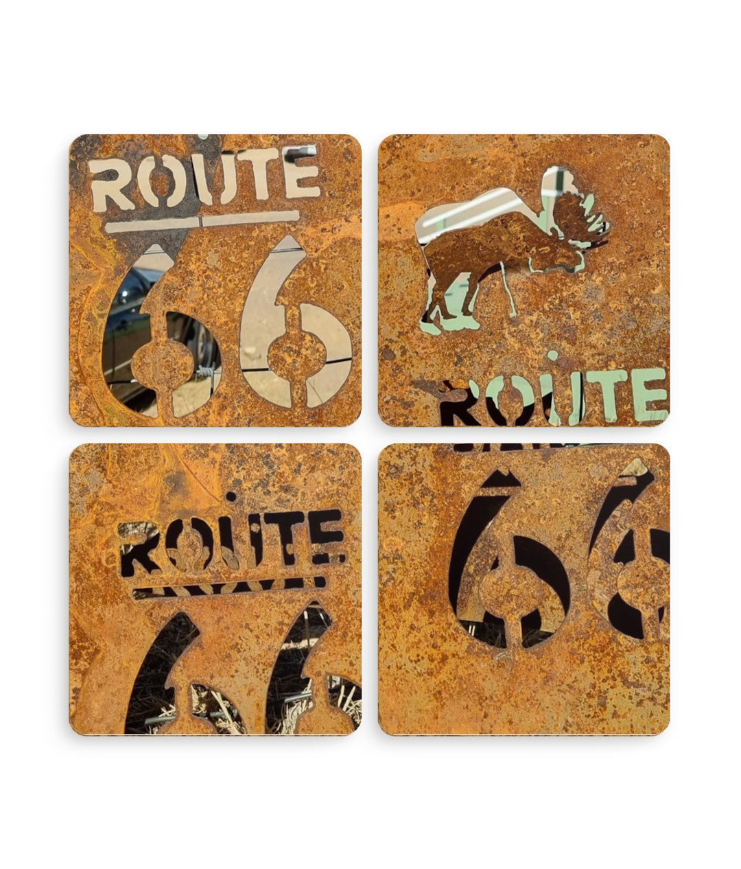 Pack of 4 Coasters, Photo Art, Route 66, Rusted Metal Fence Photo - Etsy