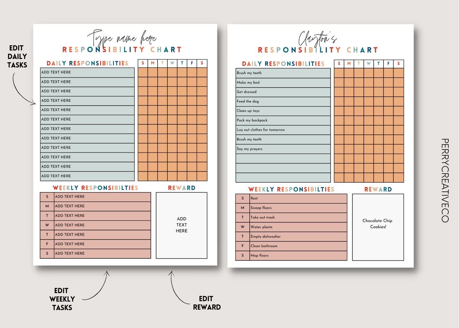 Responsibility Chart for Kids, Responsibility Chart, Behavior Chart ...