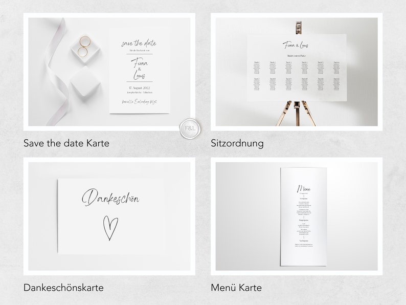 20 Hochzeit Templates in Schwarz & Weiß Riesen Paket Carla - Etsy