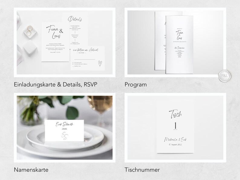 20 Hochzeit Templates in Schwarz & Weiß Riesen Paket Carla - Etsy