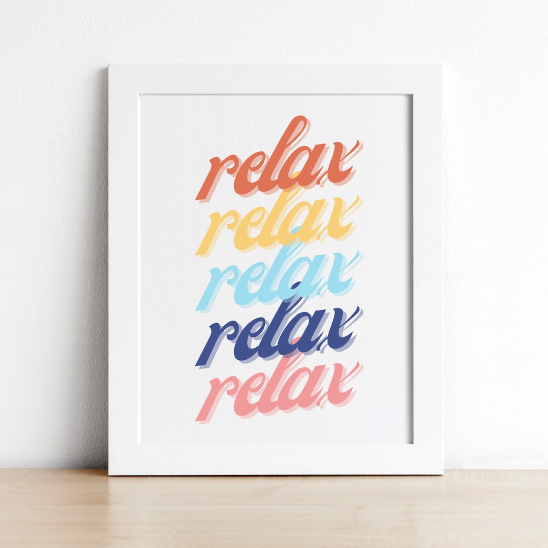 Relax Sign, Relax Print, Digital Download, Retro Type Print, Positive ...