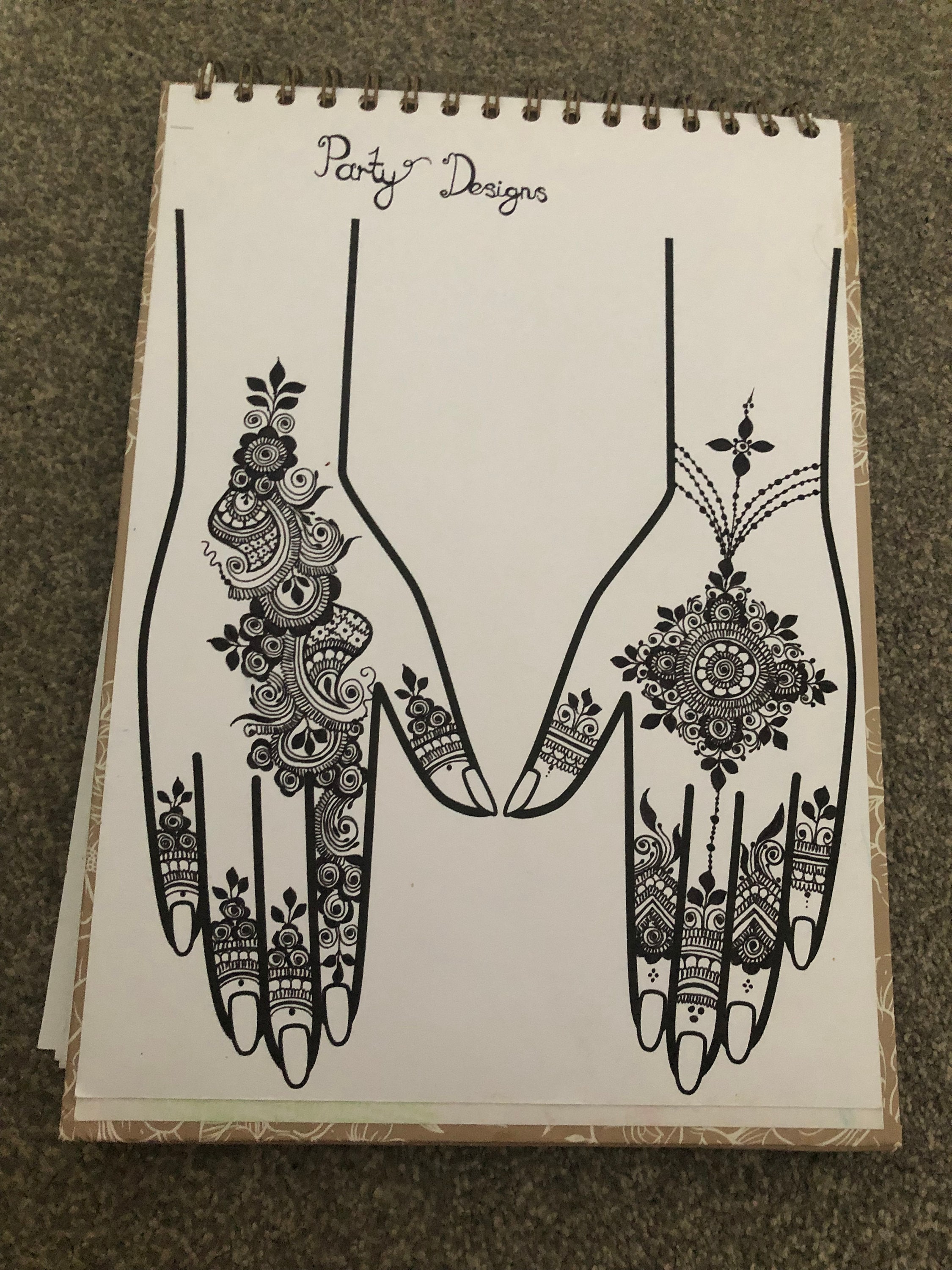 Henna Mehndi Design - Full Hand Blank Practise Templates - DIGITAL ...