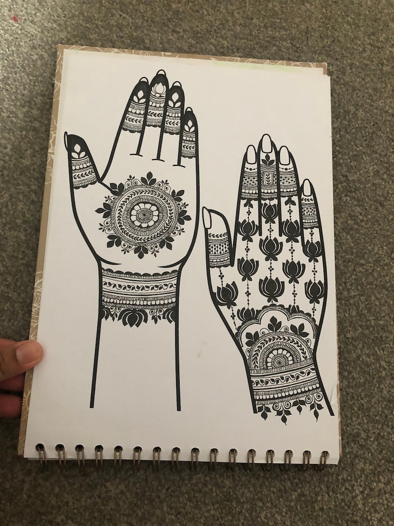 Henna Mehndi Design - Full Hand Blank Practise Templates - DIGITAL ...