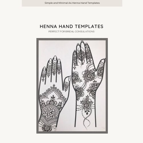 Henna Mehndi Design - Full Hand Blank Practise Templates - DIGITAL ...