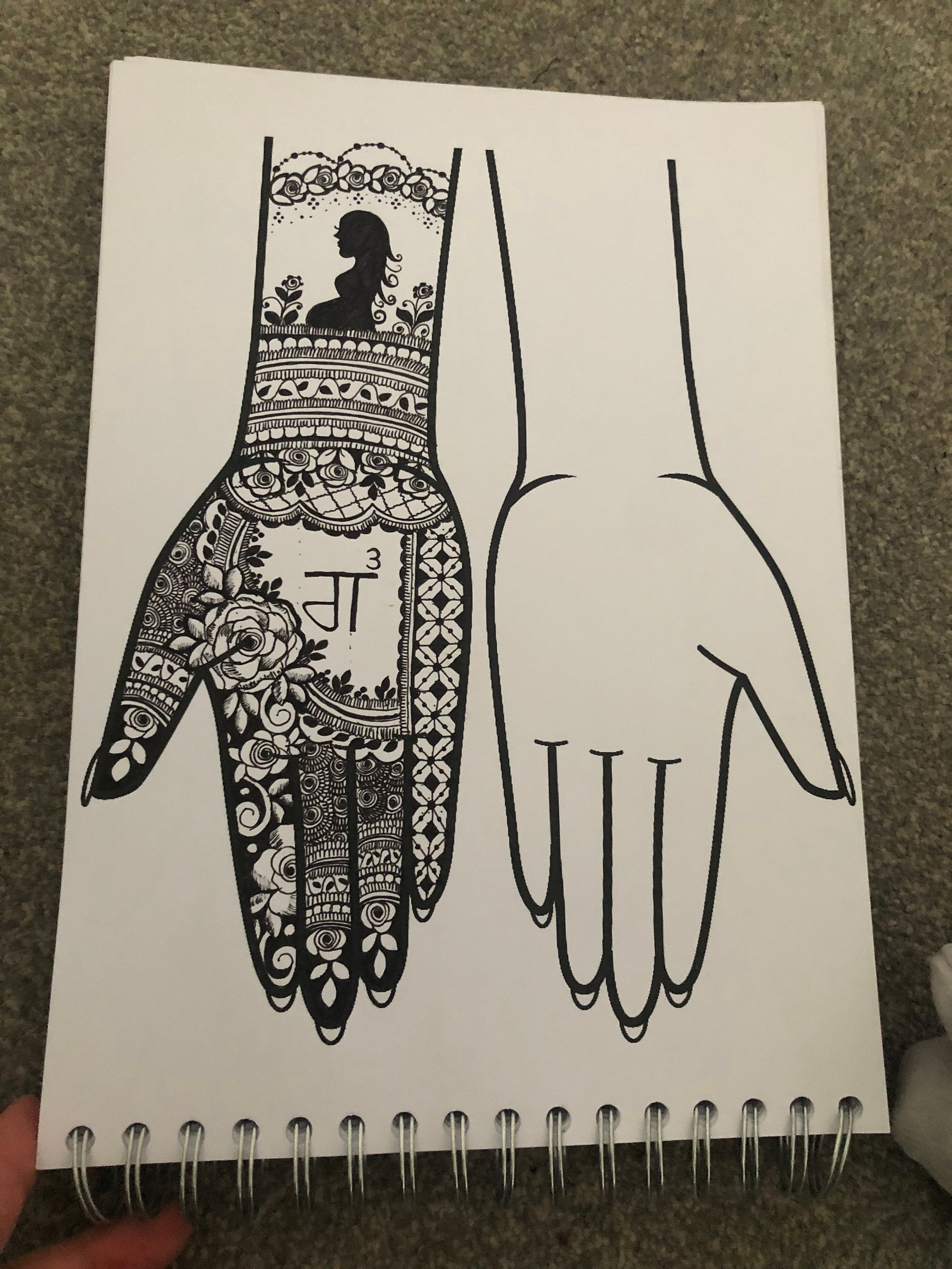 Henna Mehndi Design - Full Hand Blank Practise Templates - DIGITAL ...