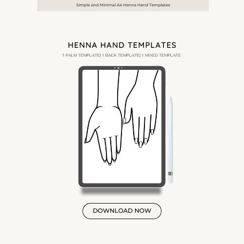Henna Mehndi Design - Full Hand Blank Practise Templates - DIGITAL ...