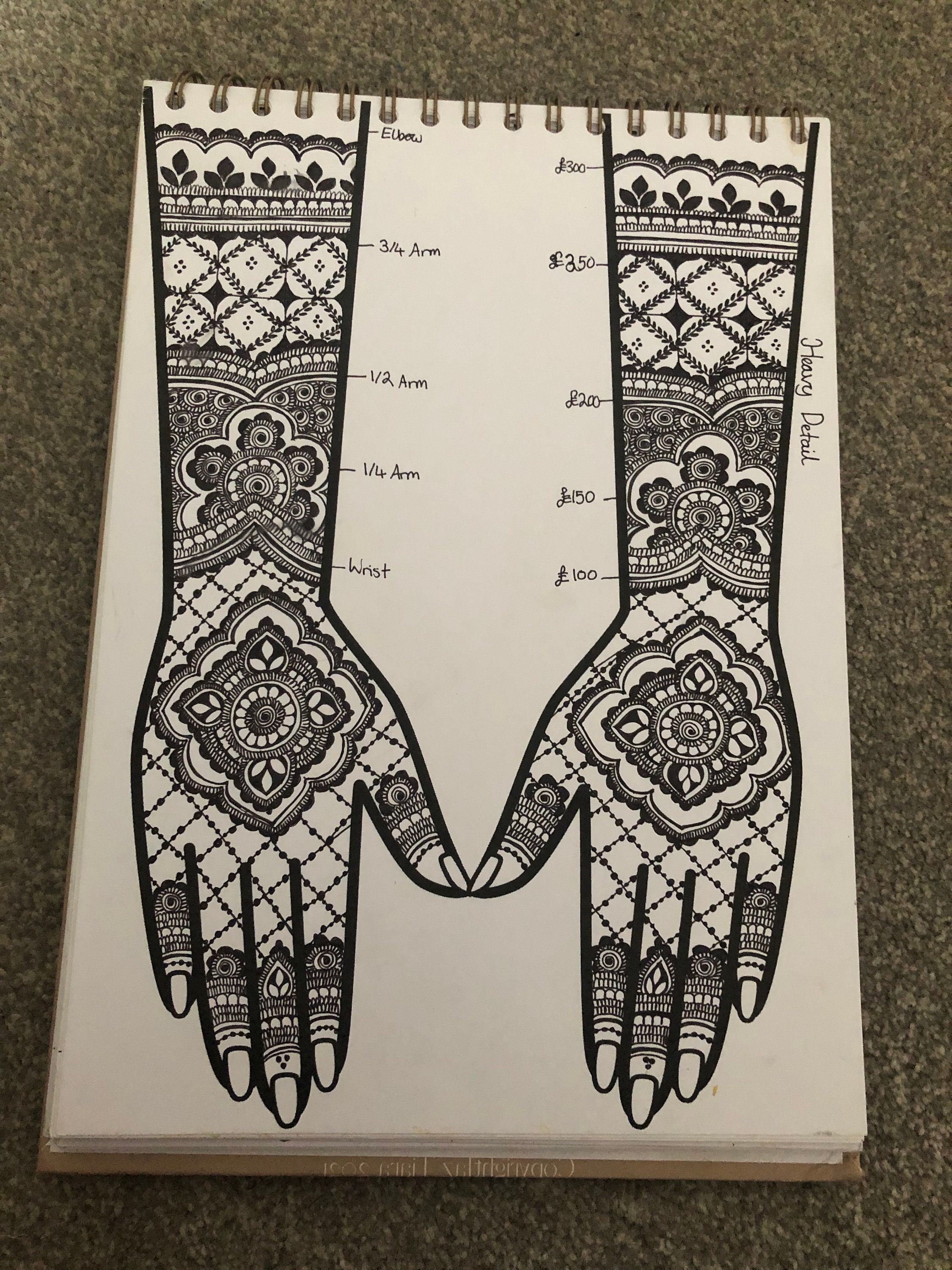 Blank Henna Hand Arm Templates - Indian Asian Mehndi - DIGITAL DOWNLOAD ...